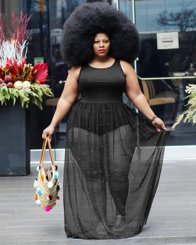 Net yarn plus size dress – Divanewlook